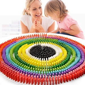 KJEE 100 PCS Wooden Dominos Blocks Set, Kids Game Educational Play Toy ...