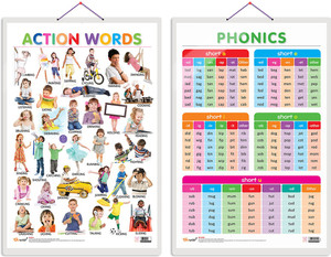 GO WOO Pack of 2 Action Words and PHONICS - 1 Educational charts Price ...