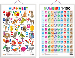 Set of 2 Alphabet and Numbers 1-100 Early Learning Educational Charts ...