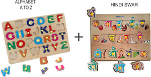 SAFESEED High Quality Wooden Educational Board ABCD Alphabet & Hindi ...