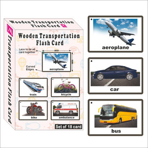 WISSEN Wooden (MDF) Transportation Learning Flash card with lacing ...