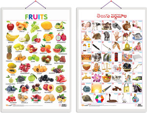 GO WOO Pack of 2 Fruits and Telugu Alphabet?(Telugu) Educational charts ...
