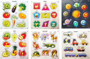 Khilonewale Wooden Puzzle - Transport, fruits, Vegetables, Solar system ...