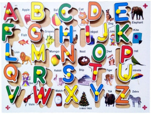 teezy ABCD English Alphabets Wooden Puzzle Board for Kids with Knobs ...