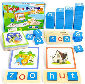Bestie Toys Sight Words Flash Cards Kindergarten -Wooden Reading Blocks ...