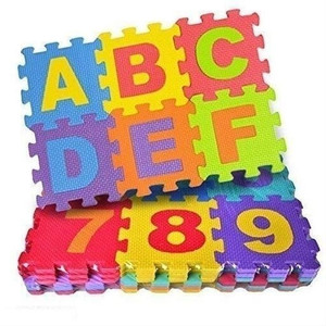 PopPlop ABCD 36 Pieces Interlocking Foam Mat with Alphabets and Numbers ...
