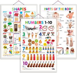 Set of 3 Shapes, Parts of the Body and Numbers 1-10 Chart for Kids | 20 ...