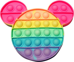 KARBD Pastel Mickey Mouse Rainbow Push Pop It Silicone Bubble Fidget ...