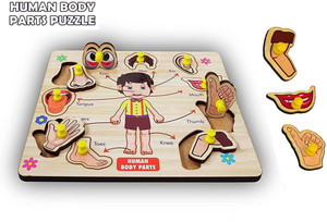 SHALAFI Human Body Parts Chart Shape Wooden Puzzle with Knobs ...