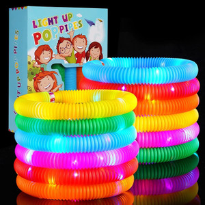 Ji And Ja LED Pop Tube Toys Pack Pull & Pop Tube Sensory Fidget Toy ...