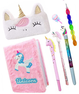NSR Group Unicorn learning Collection-7pcs Diary/Unic Pouch/Gel Pen ...