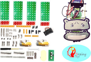Brainy Toys Bot Kit, Hippo bot Plastic And Metal Kit,Learn Robotics ...