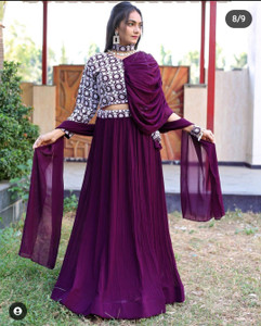 ABHI D DESIGN Embroidered Semi Stitched Lehenga Choli - Buy ABHI D ...