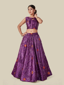 ALLENAA Self Design Stitched Lehenga Choli - Buy ALLENAA Self Design ...