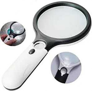 Myqualitysure 3 LED Light 3X & 45x Handheld Magnifier, Reading Glass 3X ...