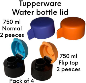 TUPPERWARE 750ml Water Bottle Airtight Lid (Pack of 4, Fliptop 2 Pieces ...