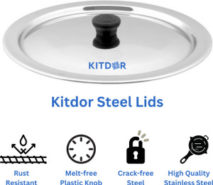 Kitdor Steel Lids with Knob, Regular size Set of 3 (21cm, 24cm, 26.5cm ...