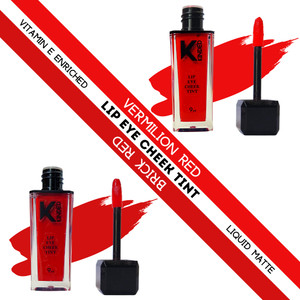 KINDED Lip Eye & Cheek Tint Combo Liquid Lip Color Vermilion Red ...
