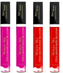 DEVEXX Red And pink Dev Beauty Matte Liquid Lipstick (Pack of 4) 6ml ...