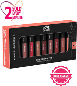 LOVE EARTH Liquid Mousse Miniature Matte Lipstick Pack of 9 |Long ...