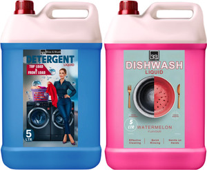 BLISS & BLUSH Dishwash Liquid 5L & Detergent Liquid 5L Top Load, Front ...