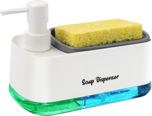 VOCO Soap Pump Dispenser with Sponge Holder - White 1 L Soap Dispenser ...