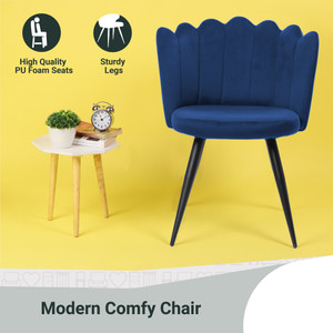 Finch Fox Finger Luxurious Dining Chairs in Dark Blue Velvet with Black ...