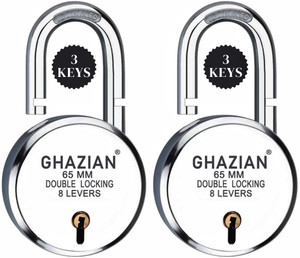 Ghazian G-10 65mm Lock With 3 Keys Hardened Shackle Double Locking 8 ...