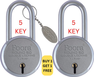 Foora Small Lock and keys Round 50mm Long Shackle 5 keys Pack of 2 ...