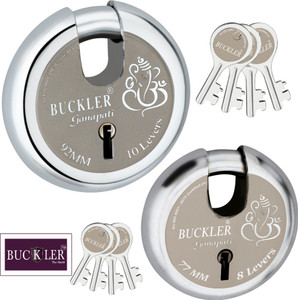 BUCKLER Iron-Steel 92MM,10 Lever-4 Key Shutter lock for Shop,Godown ...