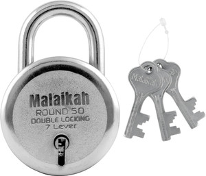 Malaikah Round 50 Double Locking 7 Lever With 3 Keys Pack Of 1 Padlock ...