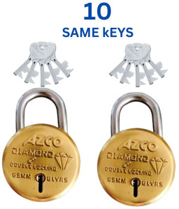 onepro Azco Round Gold 2 Locks 65MM With 10 Same Keys for Home Gate ...