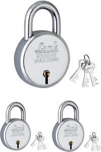 Link Locks Round 65mm Double Locking Padlock with 3 Keys Set of 3 ...