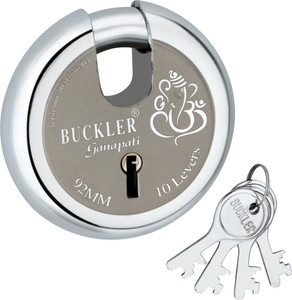 BUCKLER Iron-Steel 92MM,10 Lever-4 Key Shutter lock for Shop,Godown ...