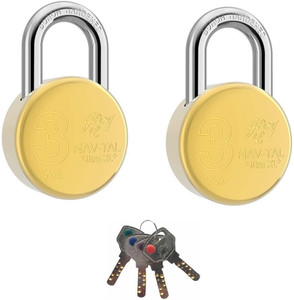 Godrej Locks NAVTAL ULTRA XL+ BRASS PADLOCK PACK OF 2 WITH 4 COMMON ...