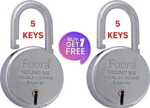 Foora Round 65mm with 5 keys lock for home, 8lever, padlock for door ...