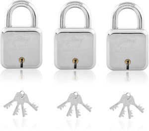 Godrej Square Padlock with 6 Levers and 4 Keys (Pack of 3) Padlock ...