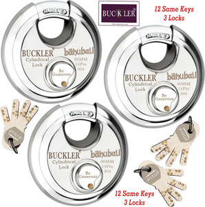 BUCKLER Stainless Steel Shutter lock,Main Gate,Office, Godown,90MM-14 ...