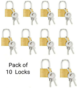 Any Fashion Pack of 10, Metal Brass Push Lock with 2 keys each, for ...