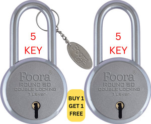 Foora Small Lock and keys Round 50mm Long Shackle 5 keys Pack of 2 ...