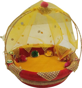 SHYAM Laddu Gopal Decorative CARRY Basket With Double METAL Handle Size ...