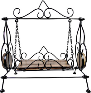 UrbCharm Wooden Antique Wrought Iron Jhula, Ideal for Pooja, Worship ...
