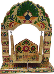 Ruchi Jain Small Krishna Swing Jhula Peacock Minakari Singhasan design ...