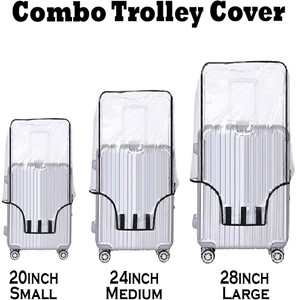 Sky Gold Combo Pack of 3 Transparent Trolley Bag Cover PVC Dust Proof ...