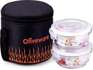 Flipkart.com | Oliveware Sizzle Glassware Round Lunchbox | Borosilicate ...