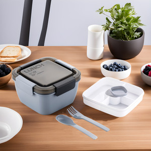 Flipkart.com | OTRO 4 Compartment Grey Tiffin Lunchbox with Spoon and ...