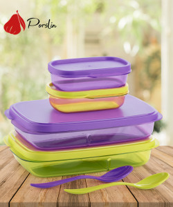 Flipkart.com | Porslin 4 Compartment Violet and Green Tiffin Box Lunch ...