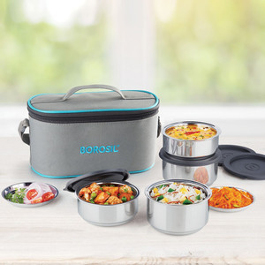 Flipkart.com | BOROSIL Carry Fresh Prime Lunch Box with Bag, Set of 4 ...
