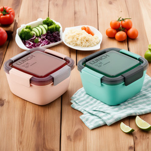 Flipkart.com | Porslin Combo of 2 Aqua & Cream 4 Compartment Tiffin ...