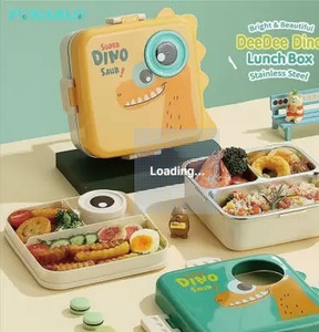 Flipkart.com | FATFISH Stainless Steel Bento Dinosaur Lunch Box Kid ...